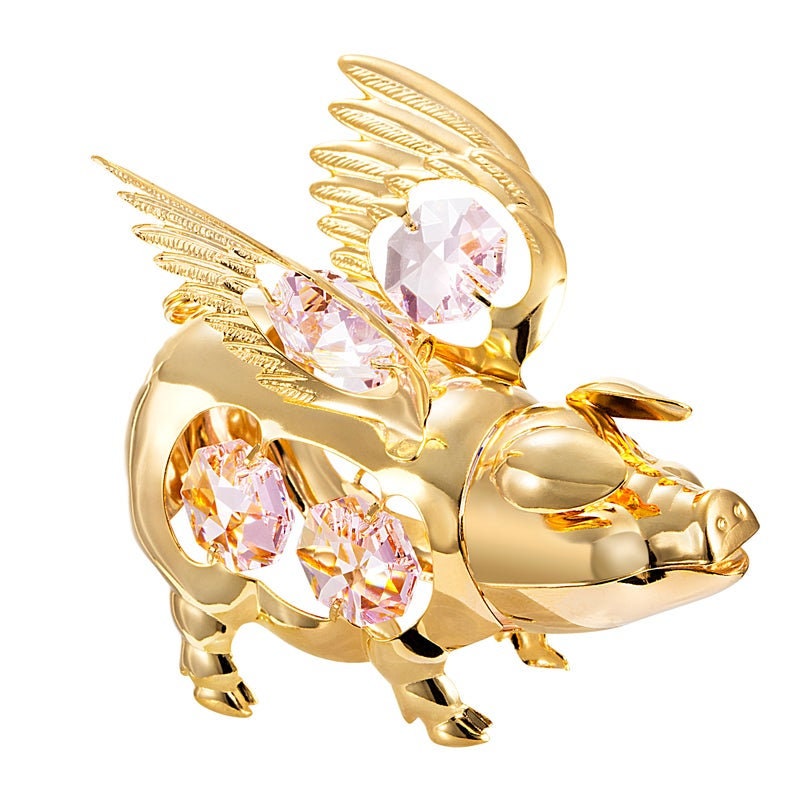Flying Pig Gold Silver Swarovski R Crystals Cake Topper | Etsy