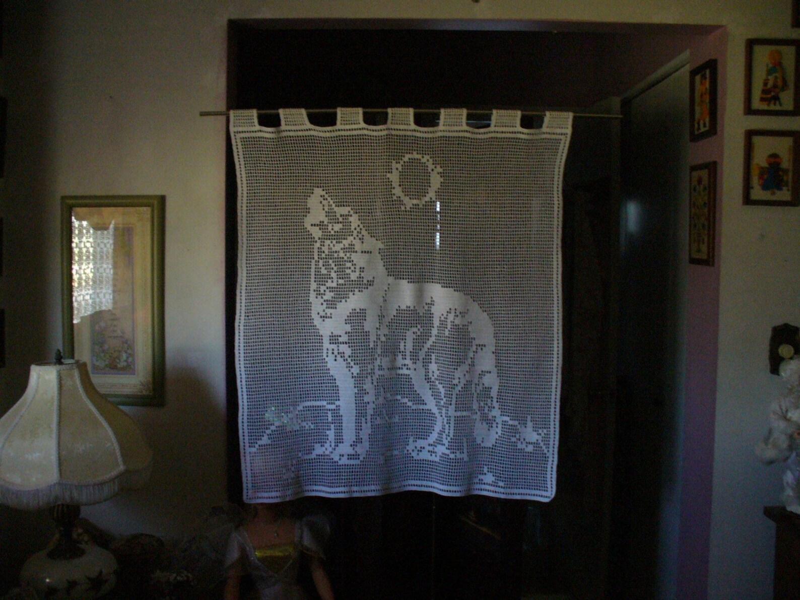 Howling Wolf Wall Hanging, Table Cloth, Curtains, Hand Crochet - Etsy