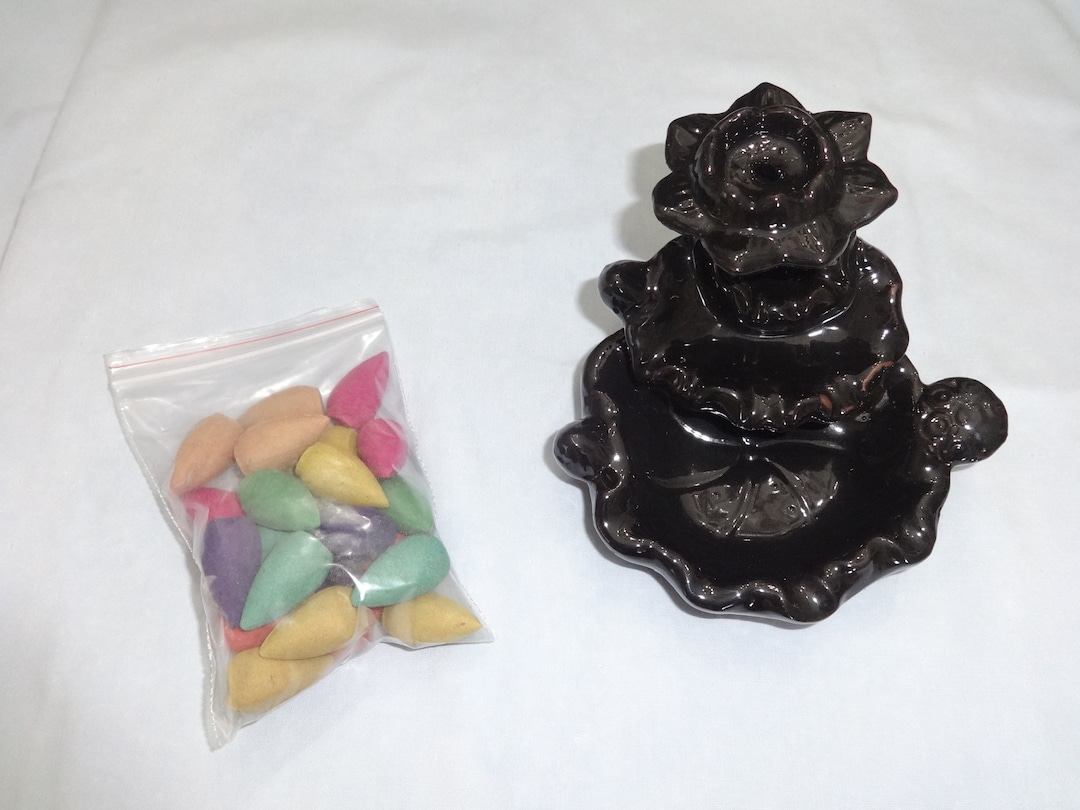 Lotus Flower Backflow Incense Burner Holder Meditation Incense Sticks ...
