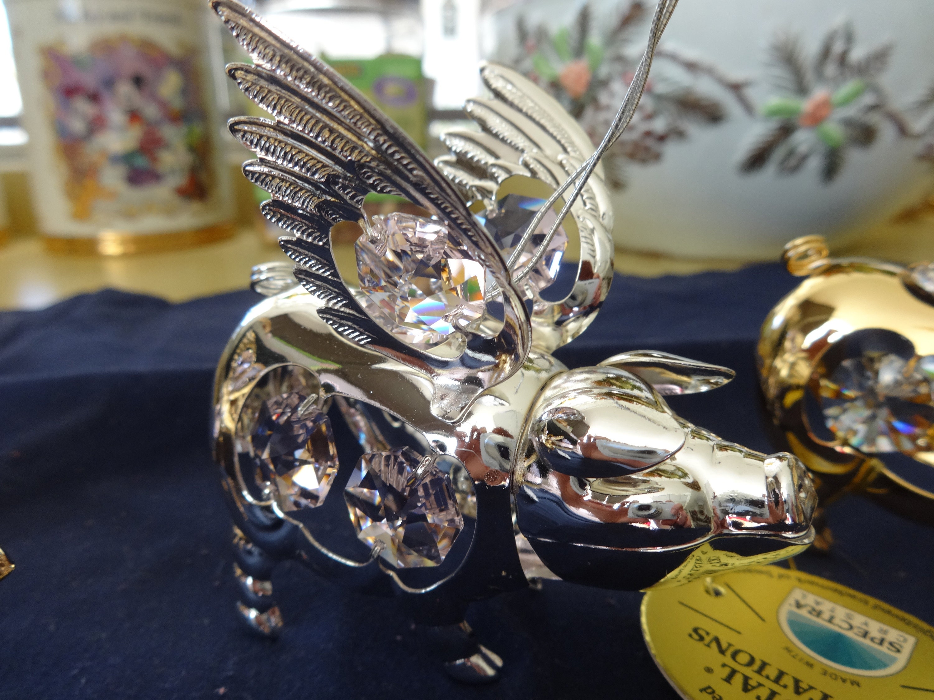 Flying Pig Gold Silver Swarovski R Crystals Cake Topper | Etsy