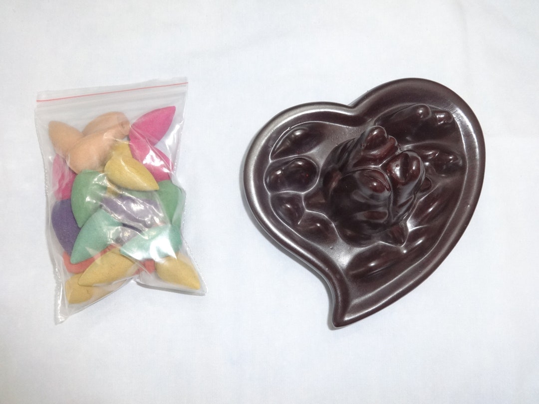 Heart Backflow Incense Burner Holder Cones Mixed Scents Flower - Etsy