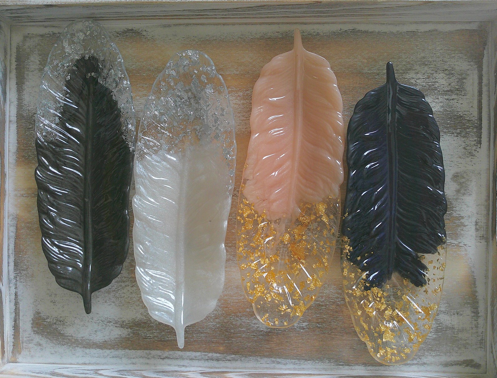 Resin Feather Trinket Tray | Handmade Decorative Leaf Dish - Etsy