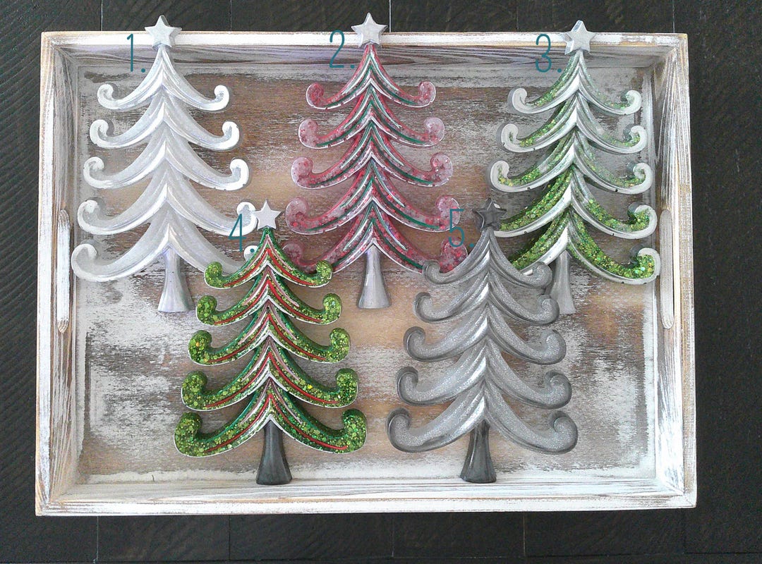 Handmade Sparkling Epoxy Resin Whimsical Christmas Trees - Etsy