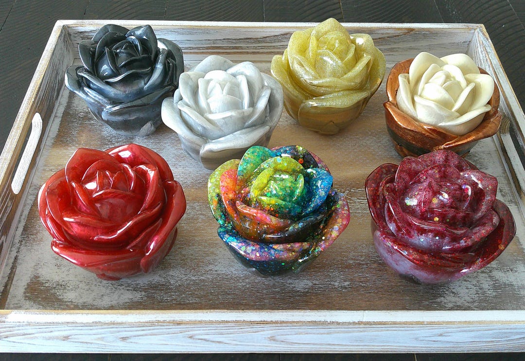 Handmade Epoxy Resin Rose Trinket Jar - Etsy