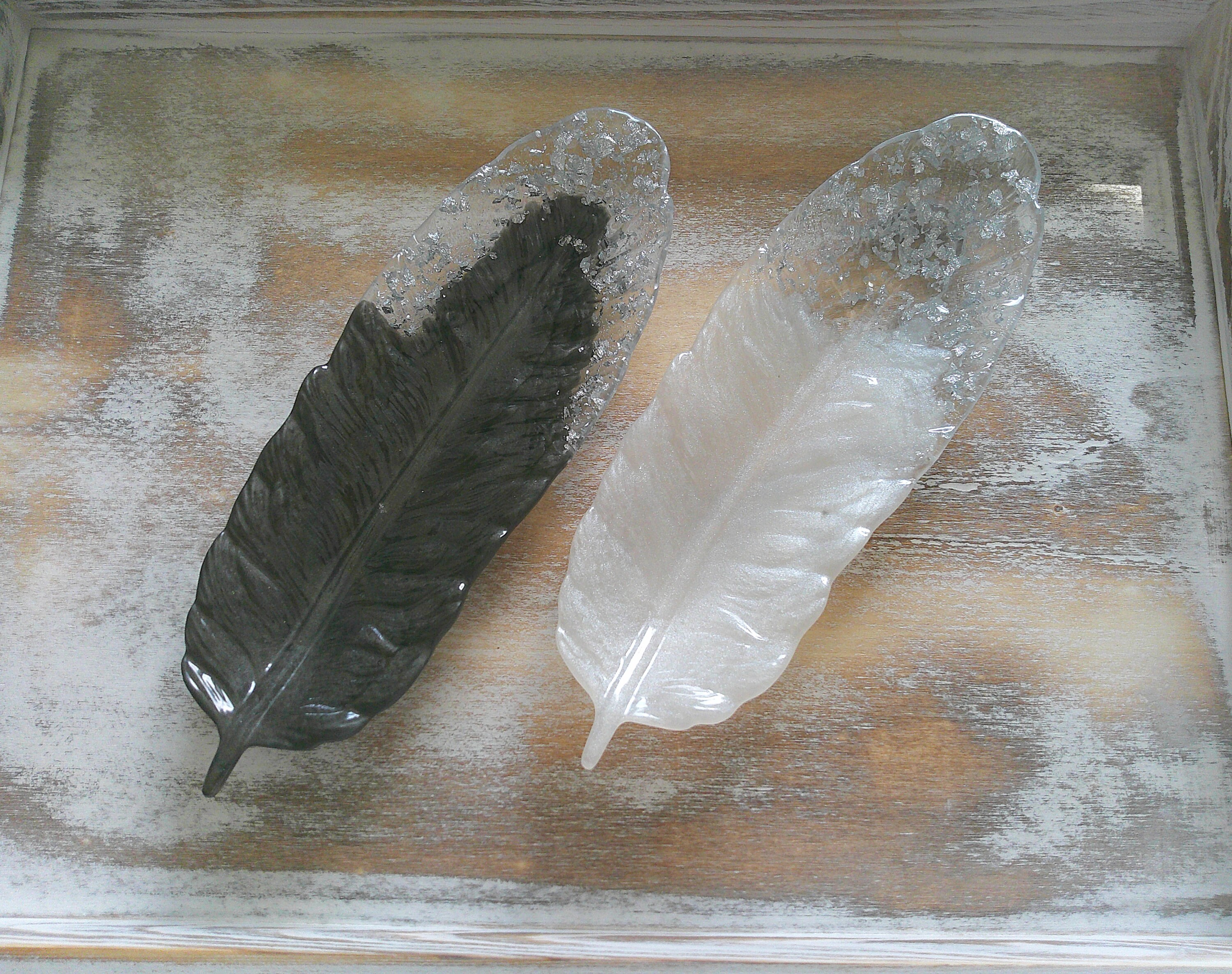Resin Feather Trinket Tray | Handmade Decorative Leaf Dish - Etsy