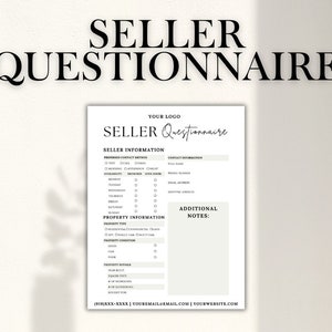 Real Estate Agent Seller's Questionnaire Template | Editable Canva Form ...