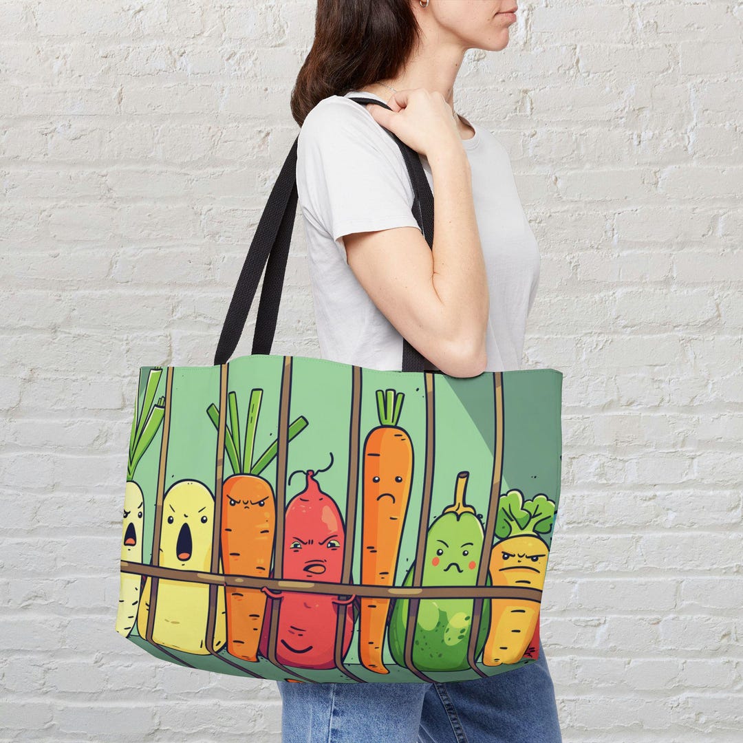 Vegetable Characters, Shopping Weekender Tote Bag, Funny Grocery Market ...