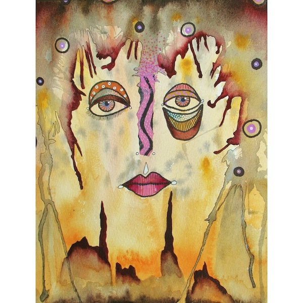 Mixed Media Face - Etsy