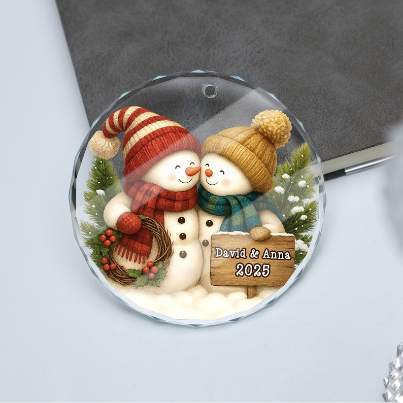 Personalized Snowman Couple Christmas Ornament, Keepsake Gift for ...