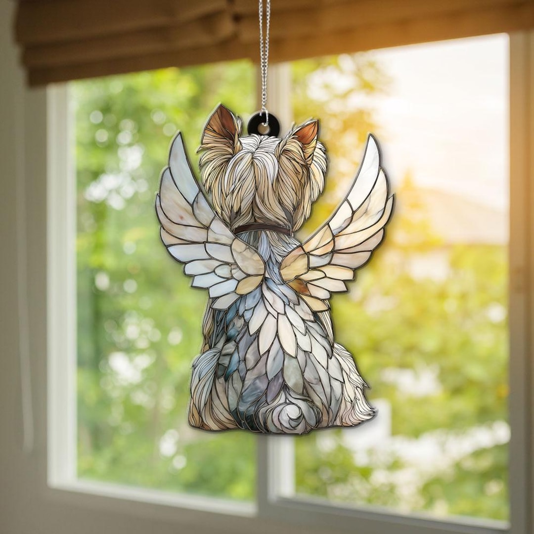 Yorkie Angel Suncatcher - Yorkshire Terrier Memorial Pet Loss Gift, Dog ...