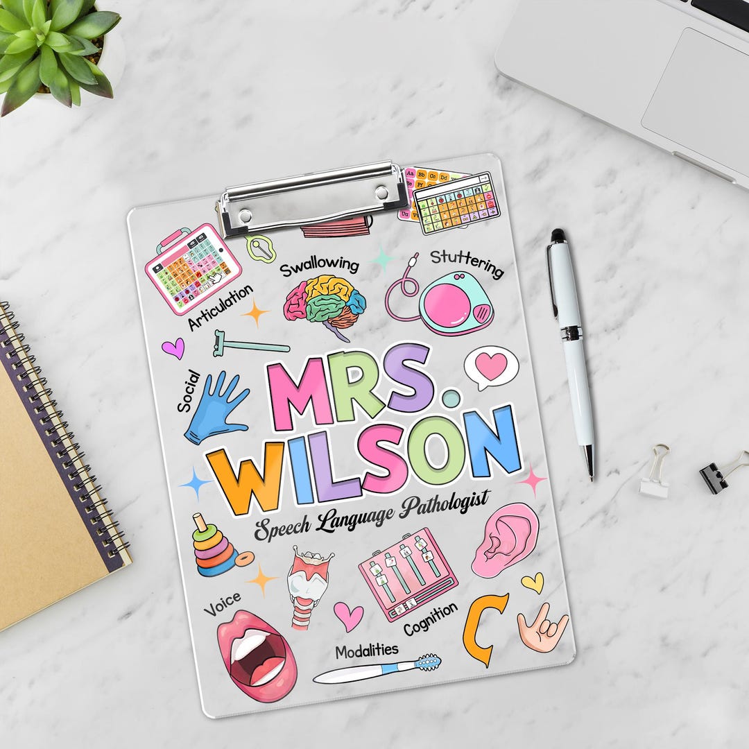 SLP Teacher Name Clipboard, Speech Therapist Teacher Clipboard, Speech ...
