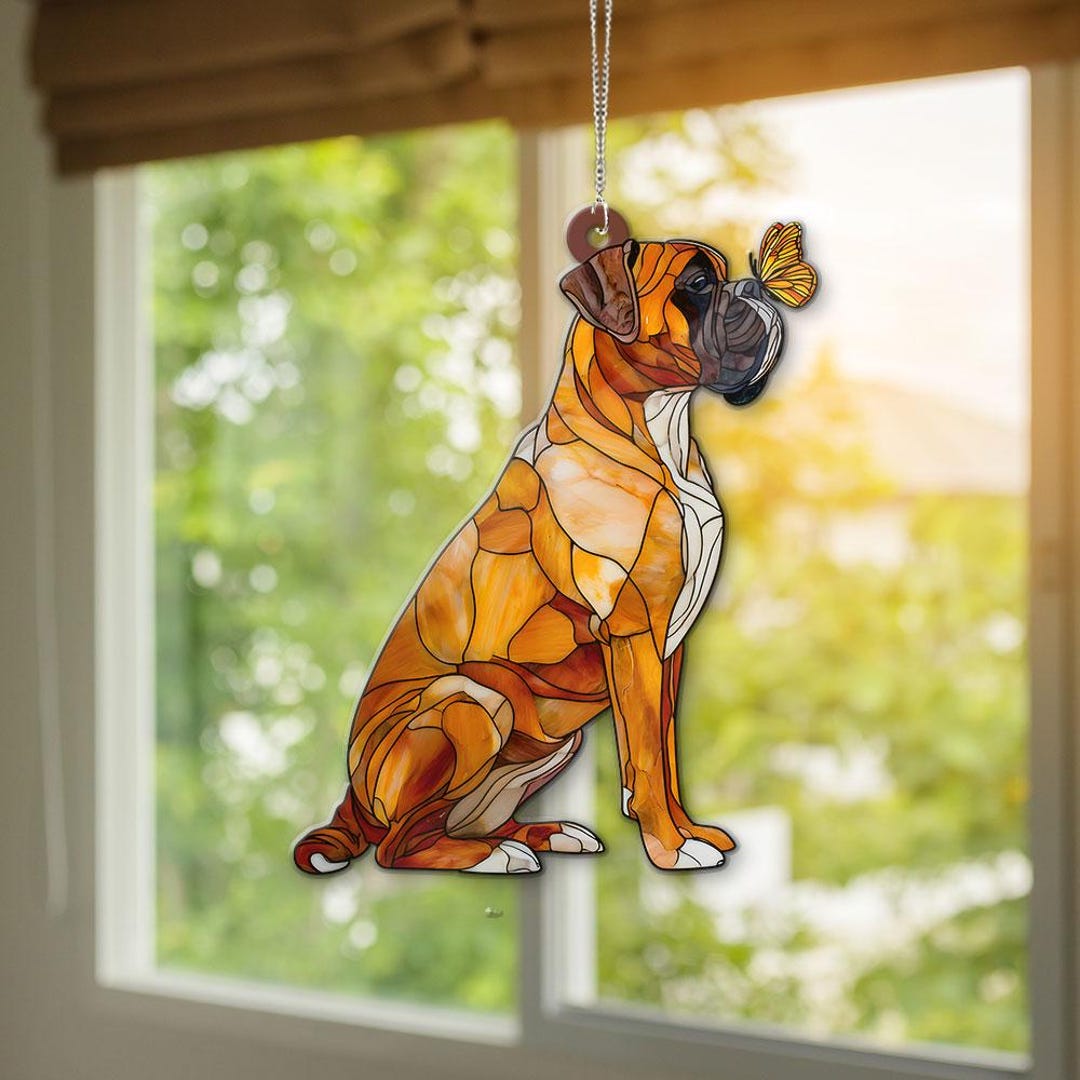 Boxer Dog Ornament, Boxer Dog Sun Catcher Window Decor, Dog Lover Gift ...
