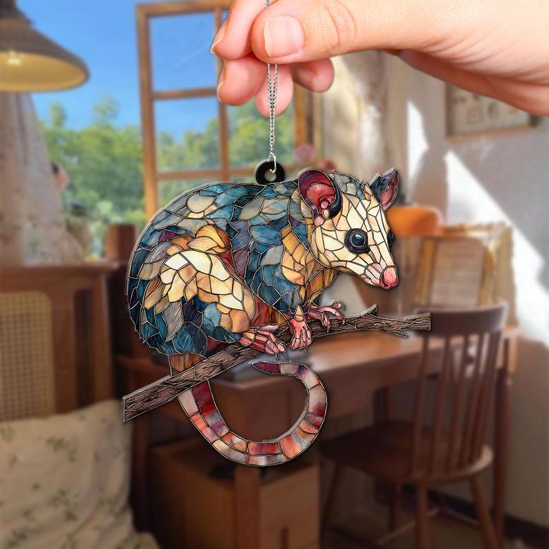 Possum Suncatcher - Opossum Window Hanging Decor - Cute Animal Ornament ...