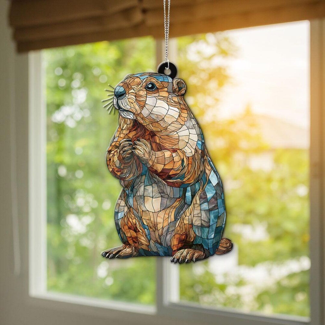 Groundhog Suncatcher ACRYLIC, Woodchuck Window Decor, Groundhog Window ...