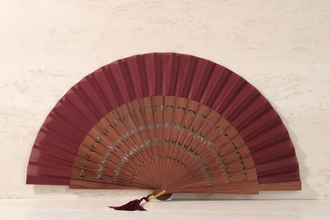 Zara Burgundy Spanish Hand Fan, Wooden Hand Fan - Etsy UK