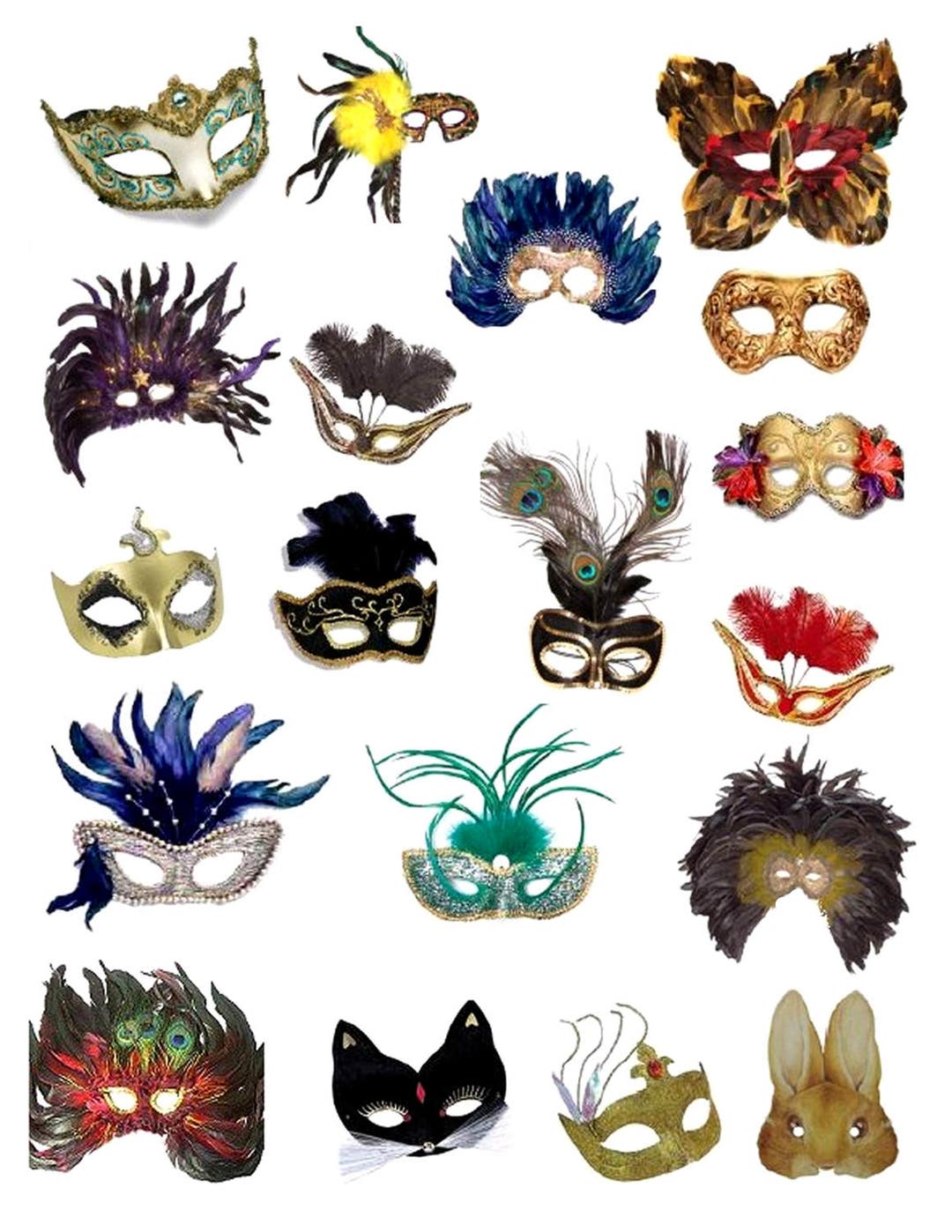 Masquerade - Digital Collage Sheet - Instant Download - Etsy