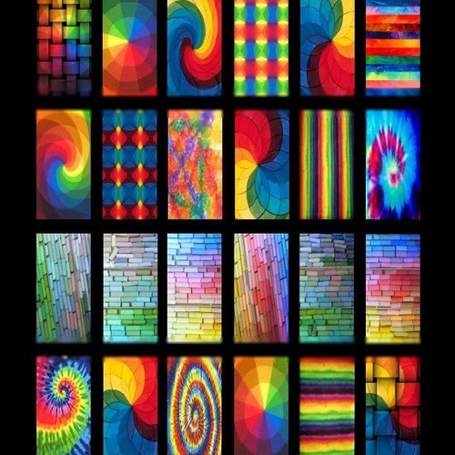 Digital Collage Sheet Glowing Neon Rainbow Stars 1 Inch - Etsy