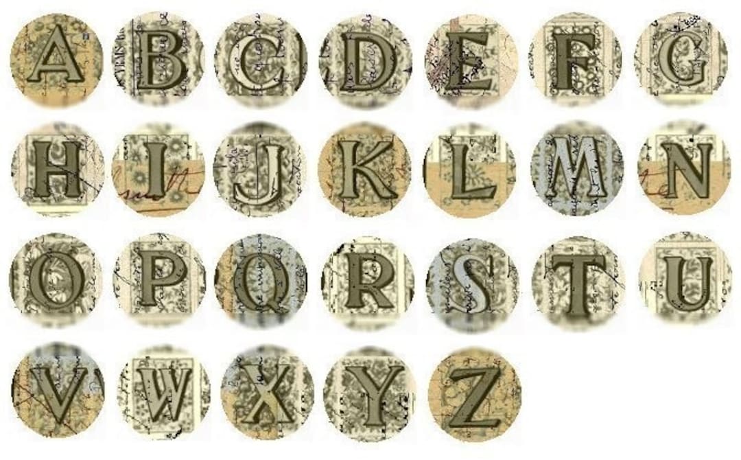 1-inch Alphabet Bottlecap Circles - Digital Collage Sheet - Instant ...