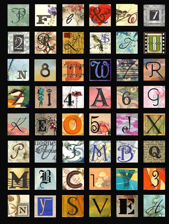 Alphabet Letters and Numbers 1x1 Inch Digital Collage | Etsy