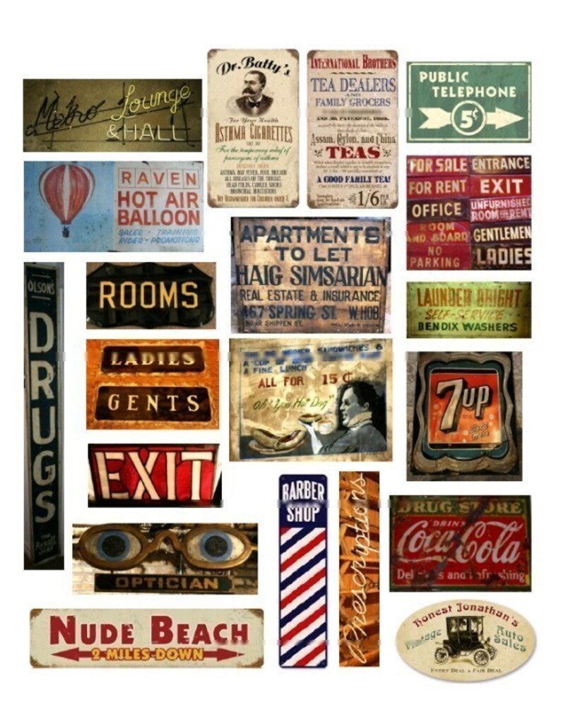 Signs of the Times - Digital Collage Sheet - Instant Download - Etsy