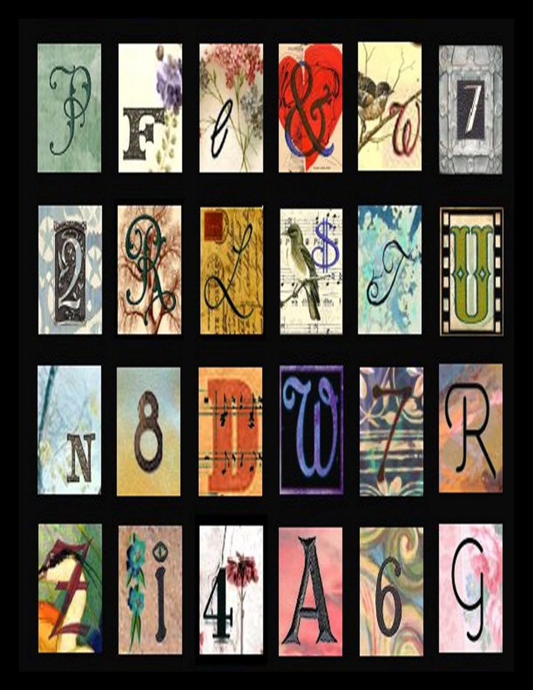 Alphabet Letters and Numbers Domino No. 1 - 1x2 Inch - Digital Collage ...