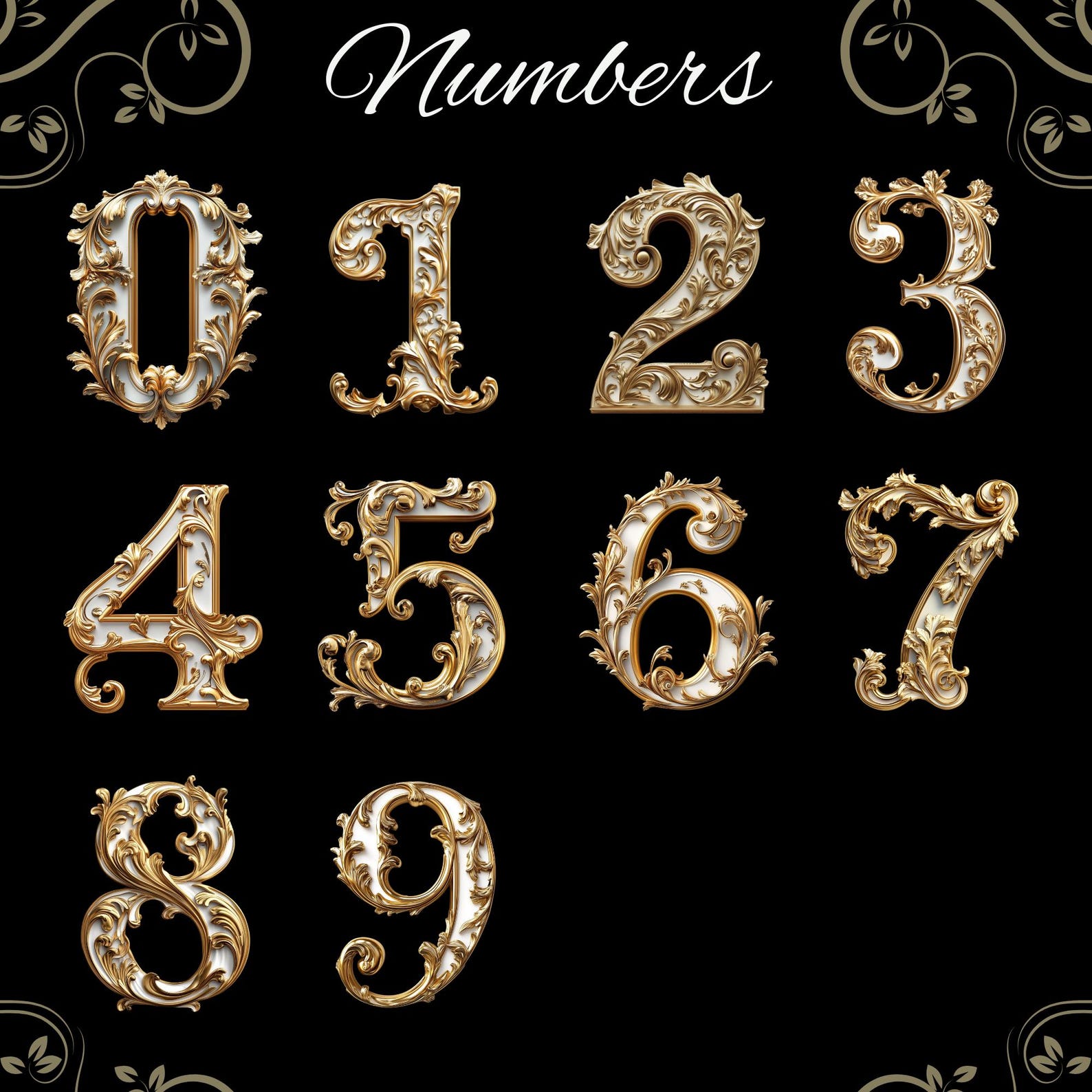 Ornate Gold Baroque Letters Clipart: Elegant Alphabet (36 PNG) - Etsy
