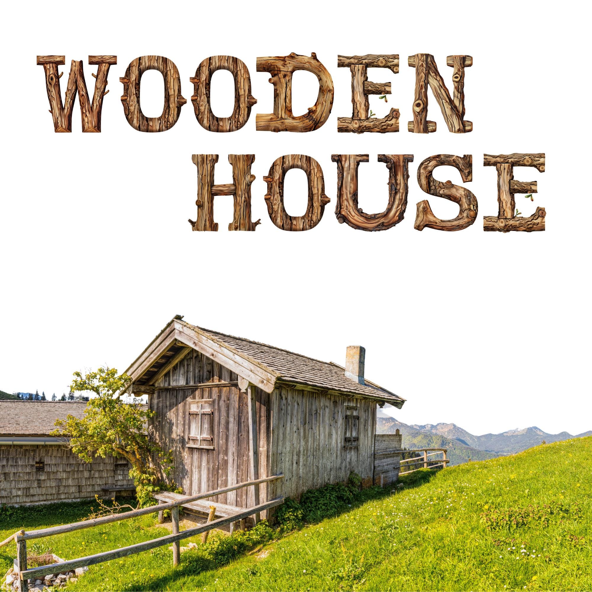 Wooden Letters Clipart, Rustic Letters, 36 PNG, Rustic Alphabet, Wooden ...