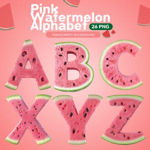 Watermelon Alphabet Clipart: Summer Fruit Letters (PNG) - Etsy