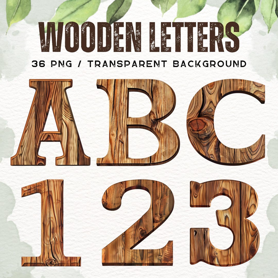 Wooden Letters Clipart 36 PNG Natural Wood Texture Alphabet, Wood Grain ...