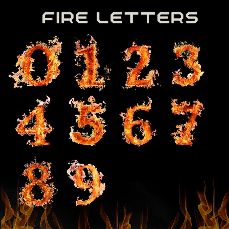 Fire Letters PNG Clipart, 36 Flaming Alphabet & Number Set, Fiery Font ...