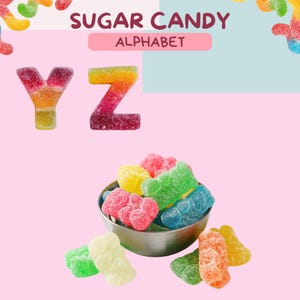 Sugar Candy Alphabet PNG: Gummy Letters and Numbers Clipart (digital ...