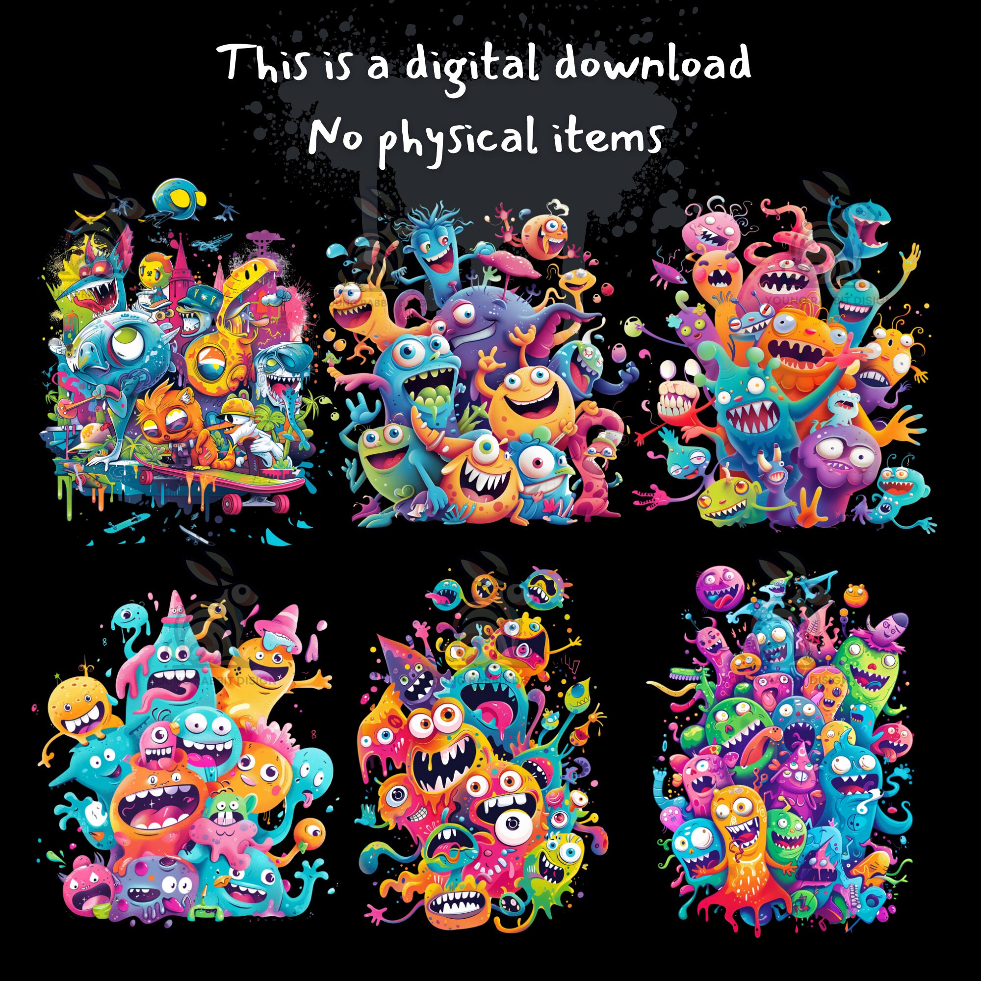 Cute Monster Clipart, 20 PNG, Fluffy Monsters, Kawaii Monsters, Baby ...