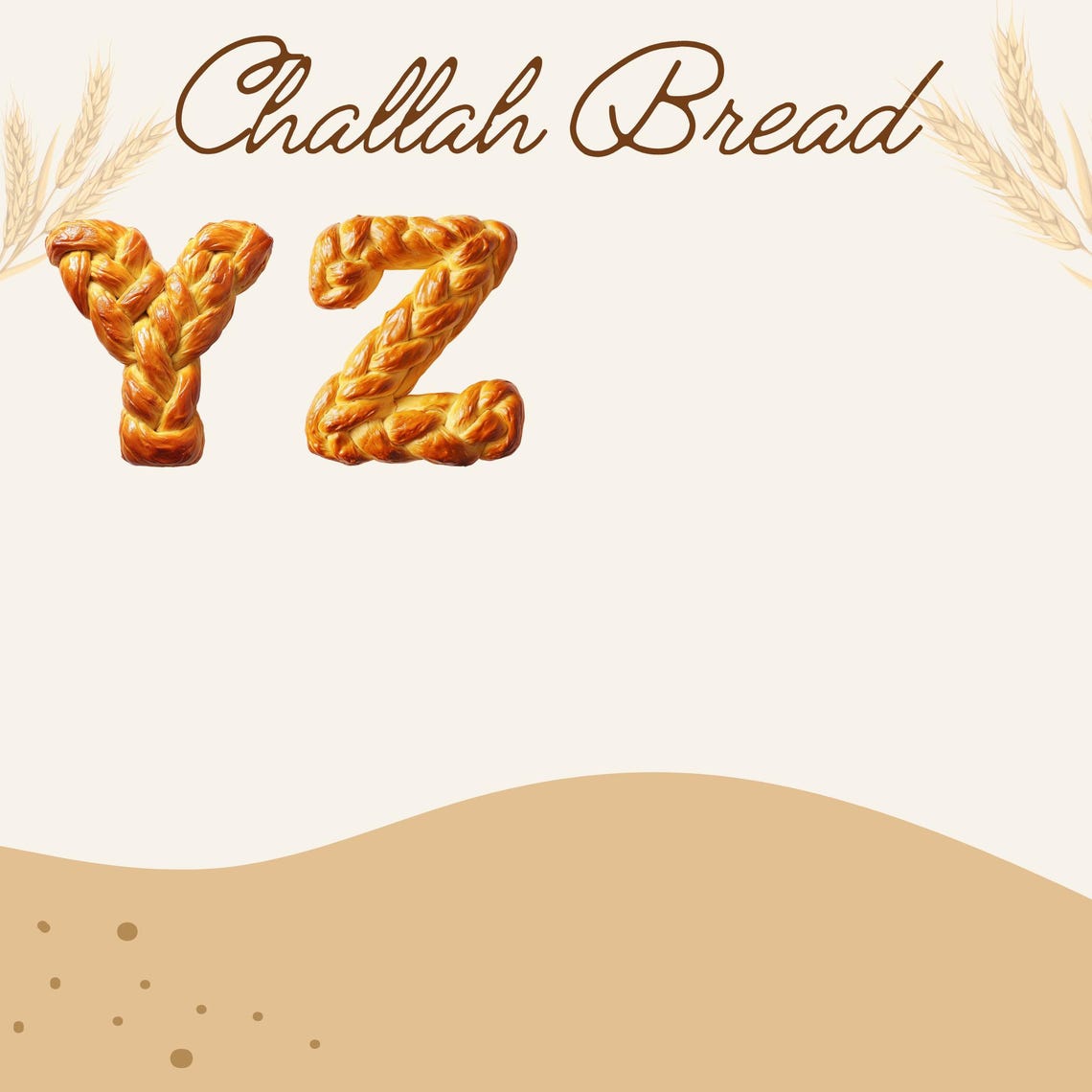 Challah Bread Alphabet Clipart, Braided Bread Letters 36 PNG, Bakery ...