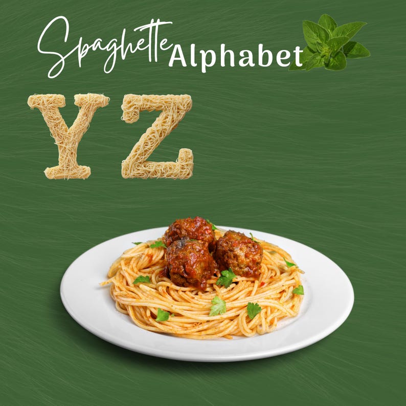 Spaghetti Alphabet Clipart, Pasta Letters and Numbers PNG, Food Font ...