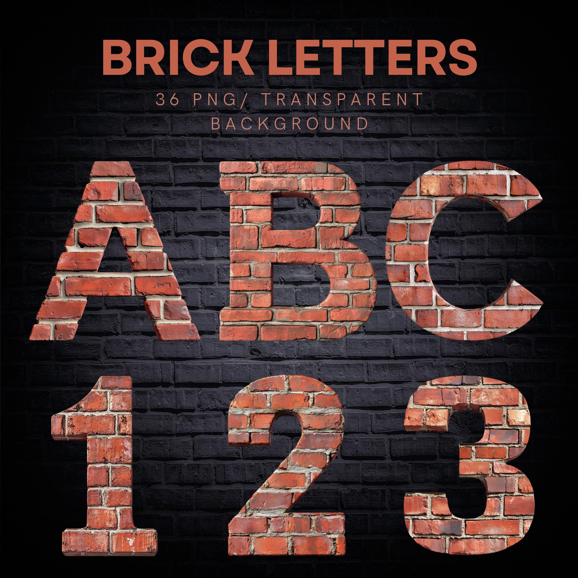 Brick Letters Clipart 36PNG, Brick Alphabet for Crafts, Posters, Brick ...