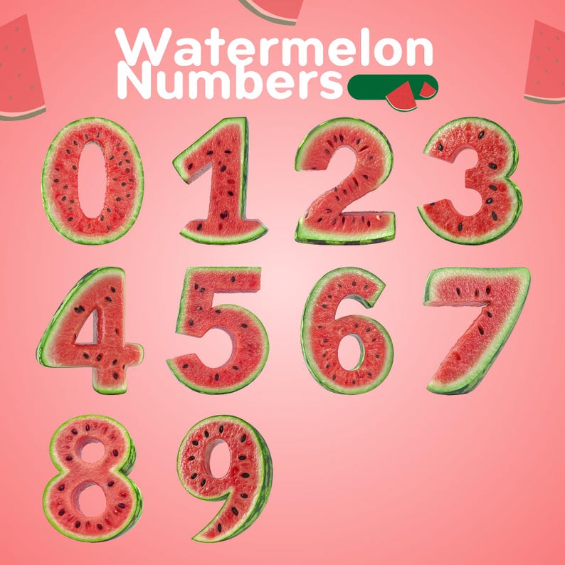 Watermelon Alphabet Clipart, Summer Letters 36 PNG, Juicy Fruit Font ...