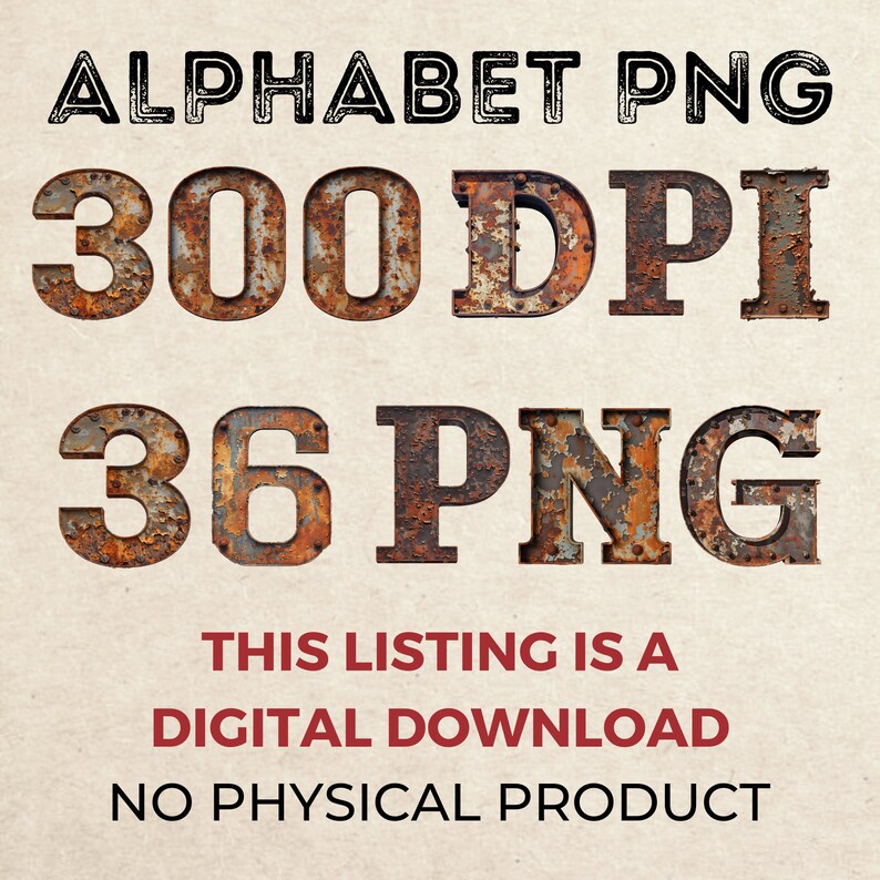 Rusty Metal Sign, English Letters Download Now Digital Download File ...