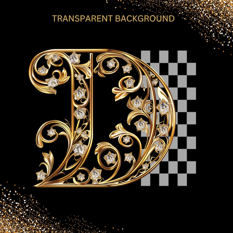Diamond Letters, Diamond Alphabet, 36 PNG, Gold Alphabet, Gold Letters ...