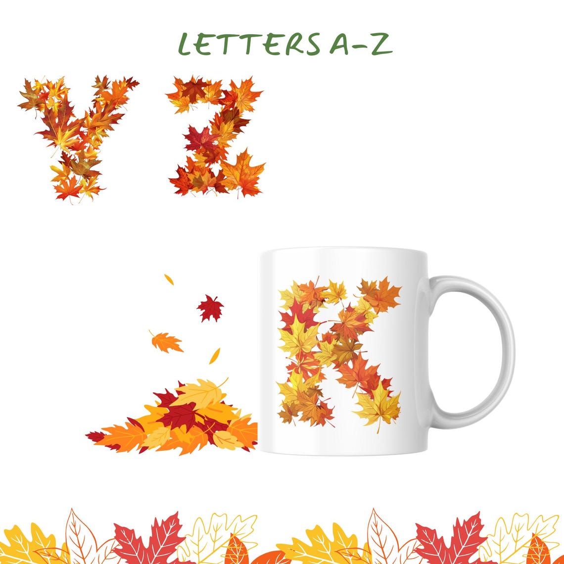 Maple Leaves Alphabet Clipart, Fall ABC Letters, Autumn Letters, Autumn ...