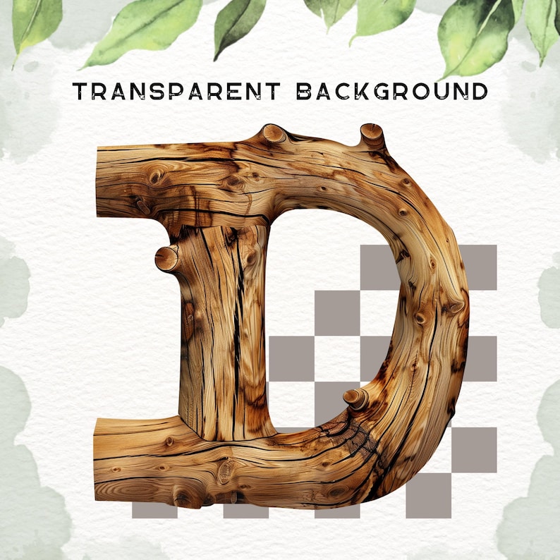 Wooden Letters Clipart, Rustic Letters, 36 PNG, Rustic Alphabet, Wooden ...