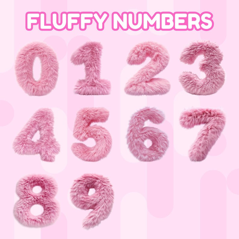 Fluffy Pink Alphabet Clipart: Valentine Letters & Numbers (PNG Digital ...
