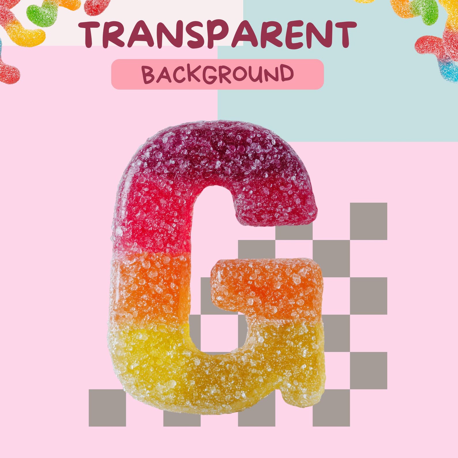 Sugar Candy Alphabet PNG: Gummy Letters and Numbers Clipart (digital ...