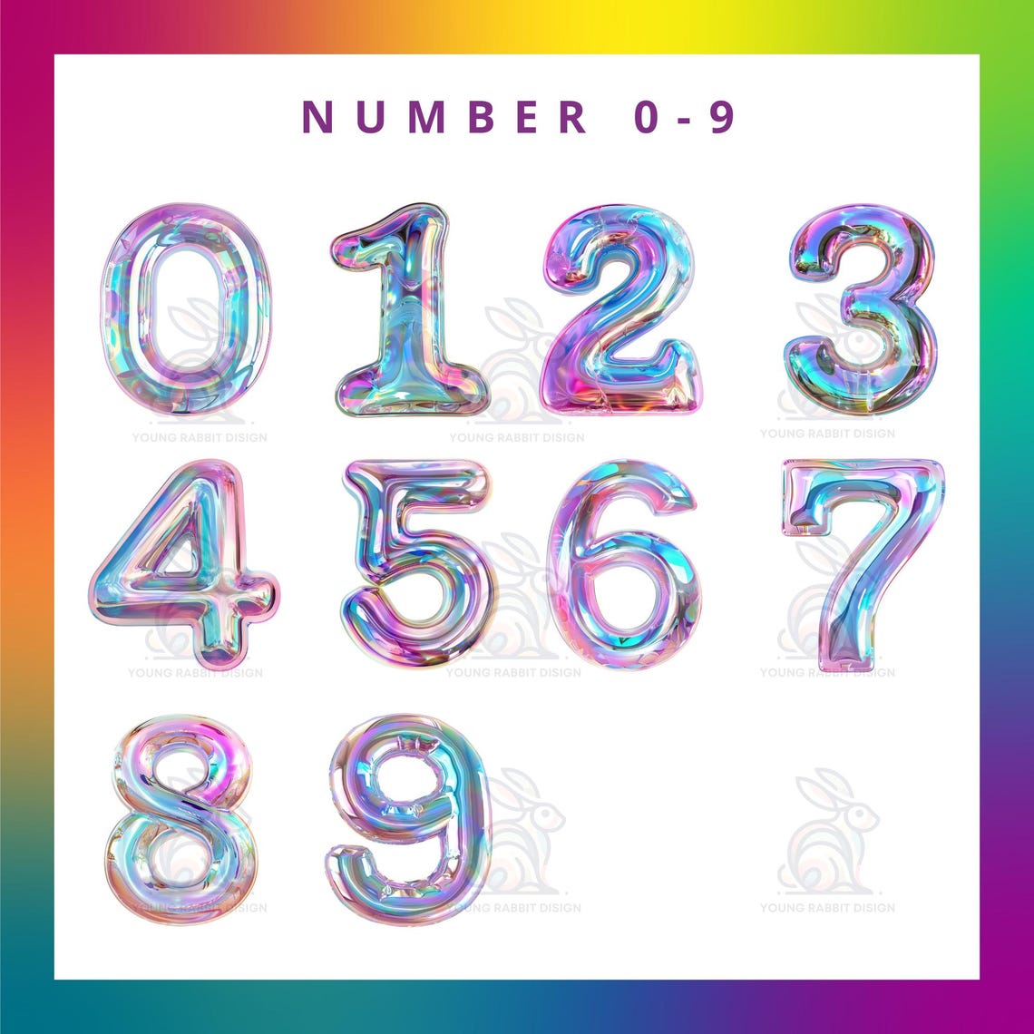 Rainbow Bubble Letters, Foil Balloon Letters, 36 PNG, Balloon Alphabet ...