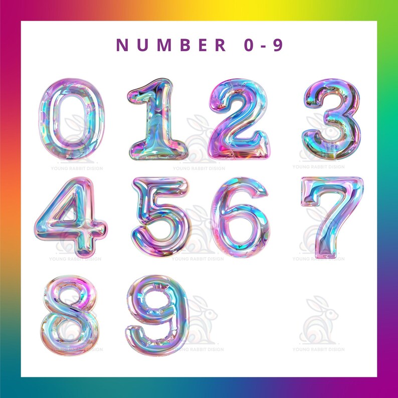 Rainbow Bubble Letters, Foil Balloon Letters, 36 PNG, Balloon Alphabet ...