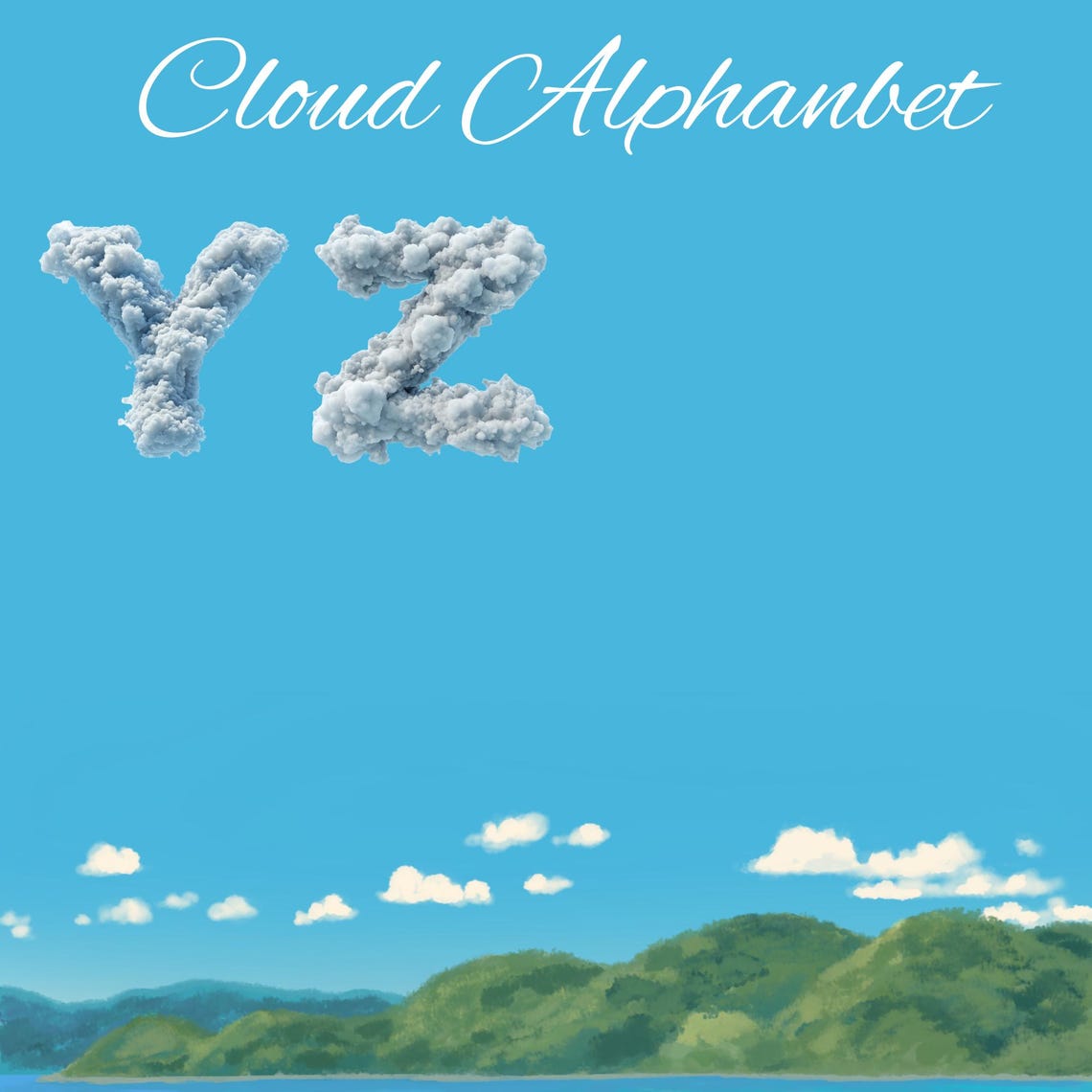 Cloud Alphabet Clipart 36 PNG, Fluffy Cloud Letters, Dreamy Sky Font ...