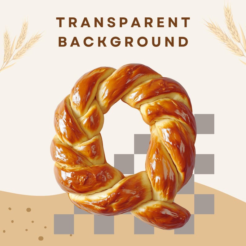 Challah Bread Alphabet Clipart, Braided Bread Letters 36 PNG, Bakery ...