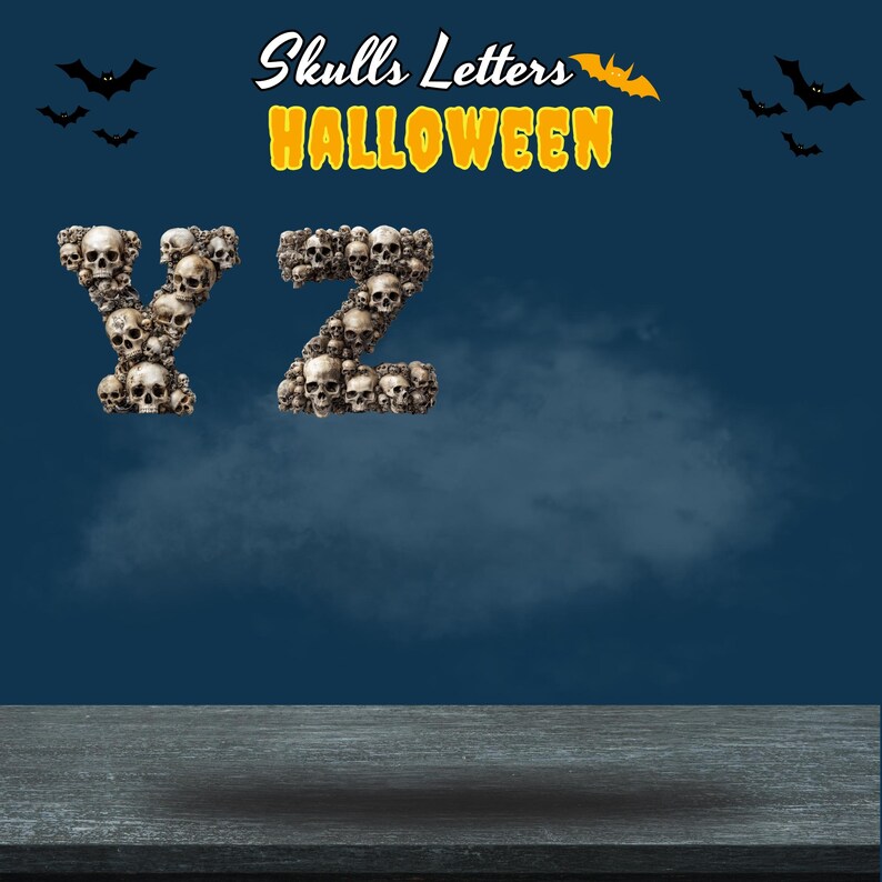 Skull Alphabet Clipart: Gothic Horror Font, Halloween Letters 36 PNG - Etsy