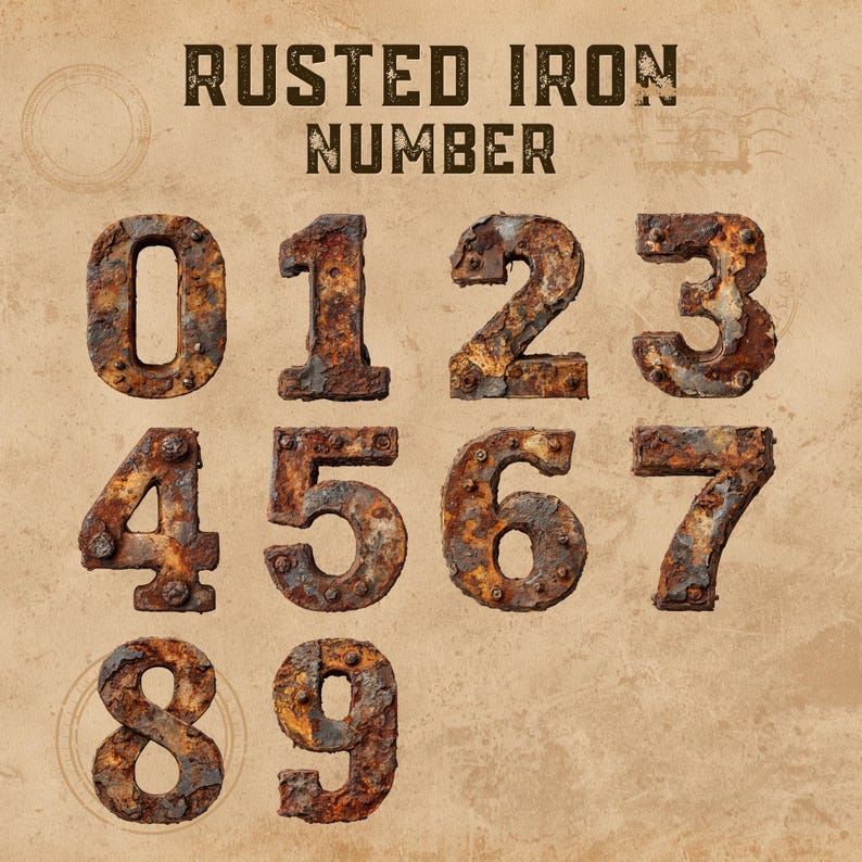 Rusted Metal Alphabet Clipart: Industrial Steampunk Font 36 PNG - Etsy
