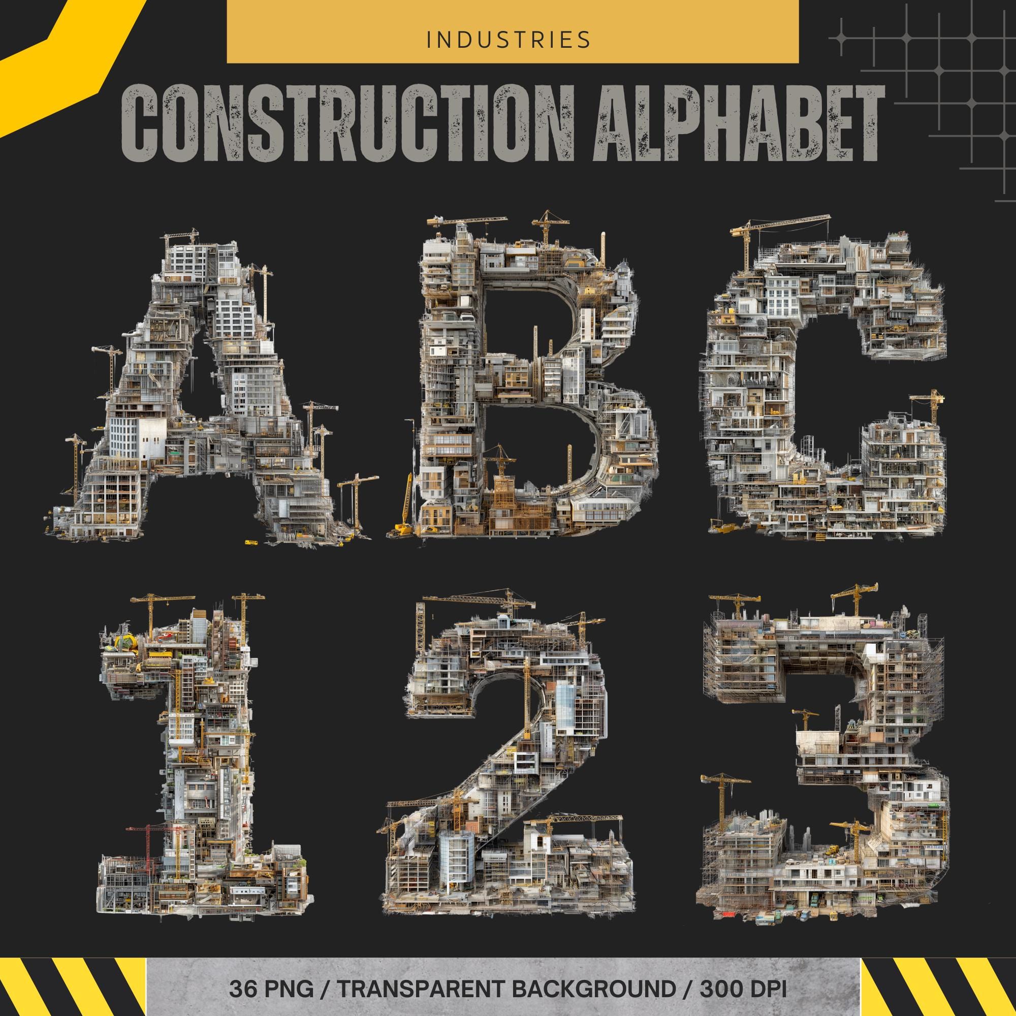 Construction Alphabet PNG, Building Letters & Numbers, Industrial ABC ...