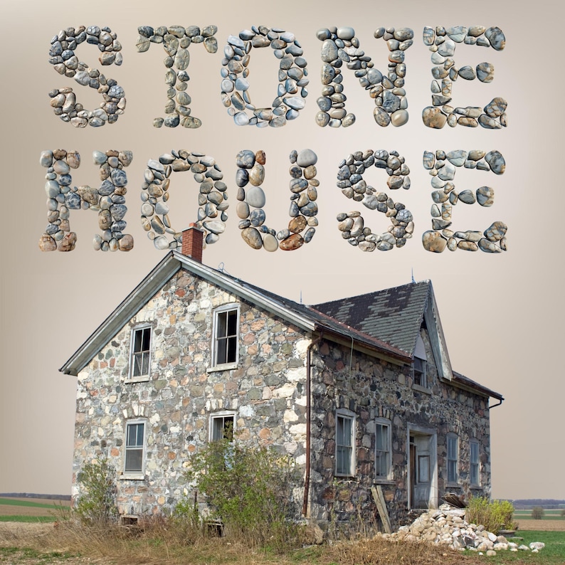 Stone Alphabet Clipart: Rock Letters and Numbers PNG (digital Download ...